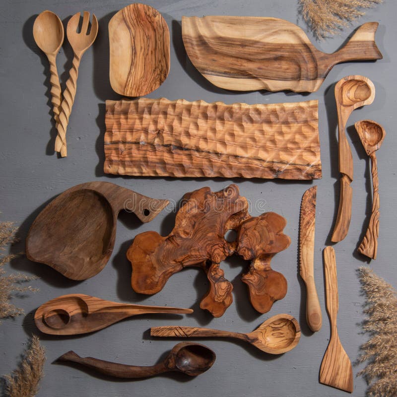 Top View of Modern Wooden Kitchen Utensils on the Table Stock Image ...