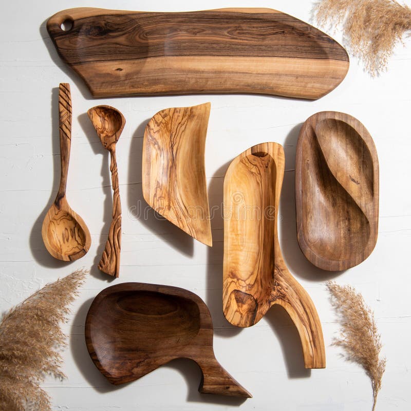 Top View of Modern Wooden Kitchen Utensils on the Table Stock Image ...