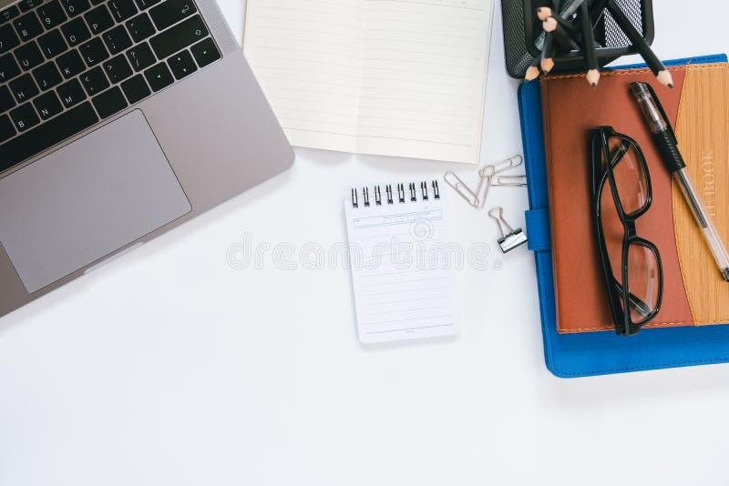 Top View of Modern Work Space Office Desk Table Stock Image - Image of ...