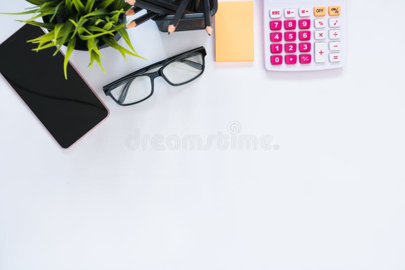 Top View of Modern Work Space Office Desk Table Stock Photo - Image of ...