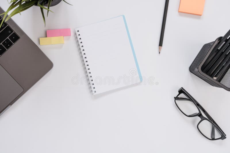 Top View of Modern Work Space Office Desk Table Stock Image - Image of ...