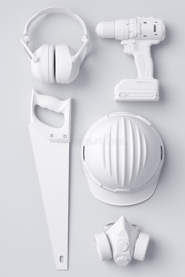 Top View of Monochrome Construction Tools for Repair and Installation ...