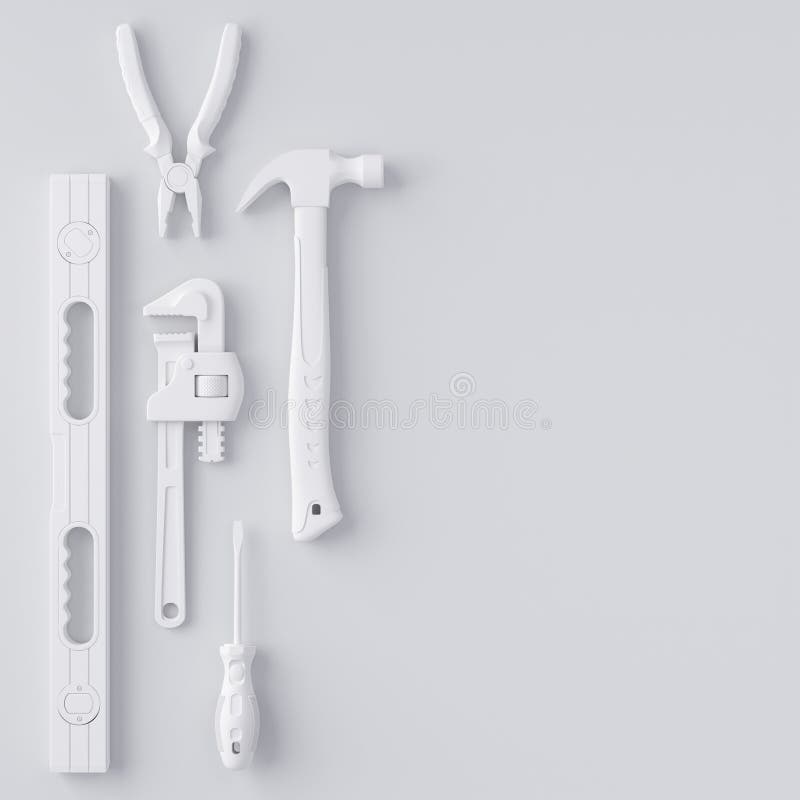 Top View of Monochrome Construction Tools for Repair and Installation ...