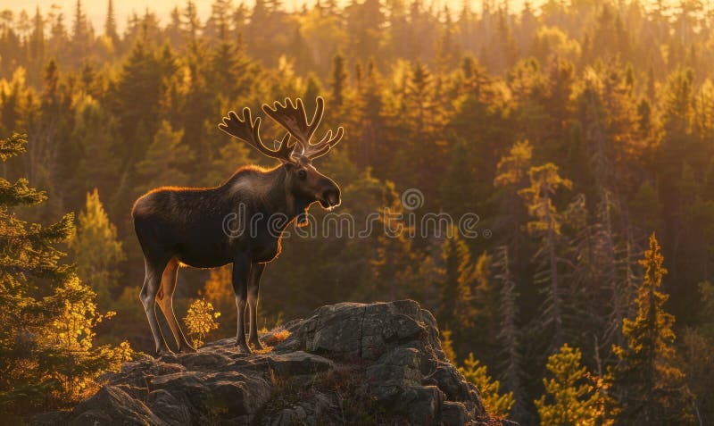 Top View of a Moose Standing on a Rocky Outcrop Stock Image - Image of ...