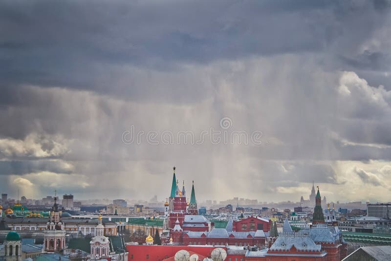 Top View of the Moscow Roofs on a Cloudy Day with Rain Stock Photo ...