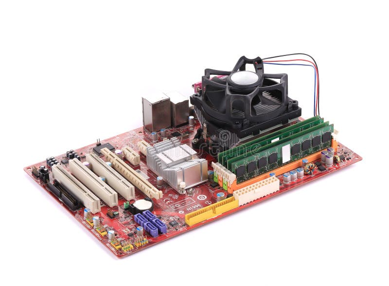 Top view of motherboard. stock photo. Image of chip, motherboard - 38094412