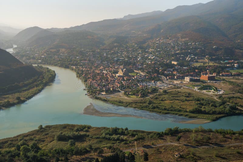 The Top View of Mtskheta, Georgia, the Old Town Lies at the Confluence ...
