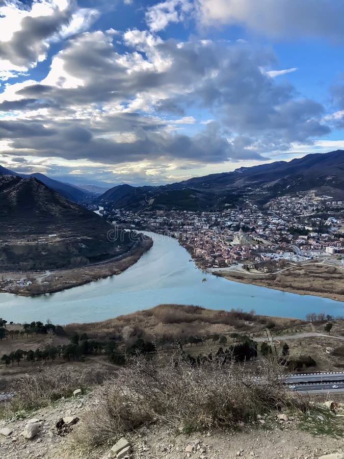 The Top View of Mtskheta, Georgia. Stock Image - Image of spirit, lines ...
