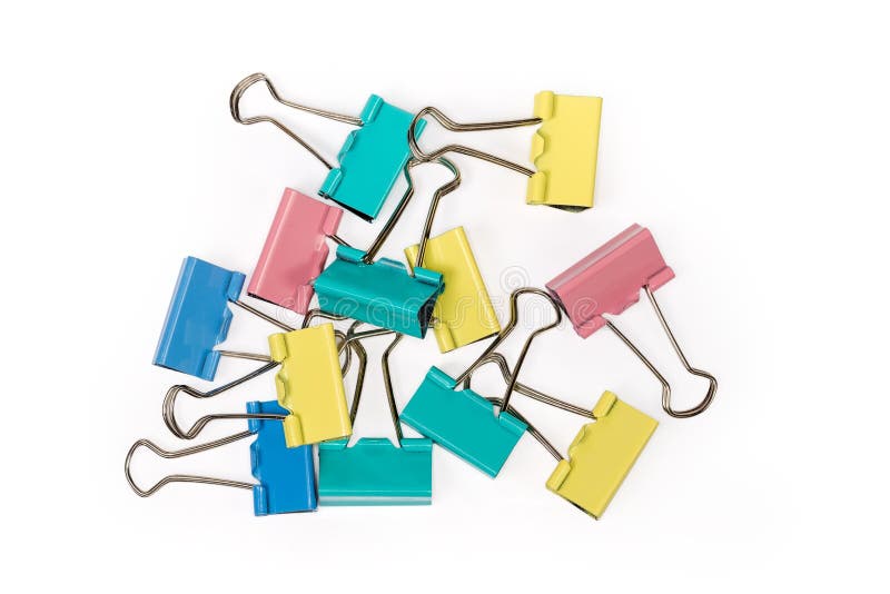 Top View of Multi Colored Binder Clips Close-up Stock Photo - Image of ...