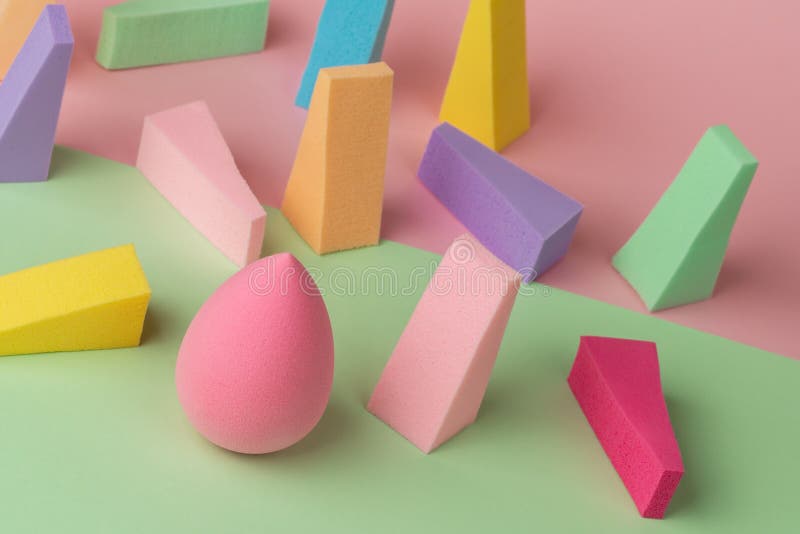 Top View of Multi-colored Sponges on Different Pastel-colored ...