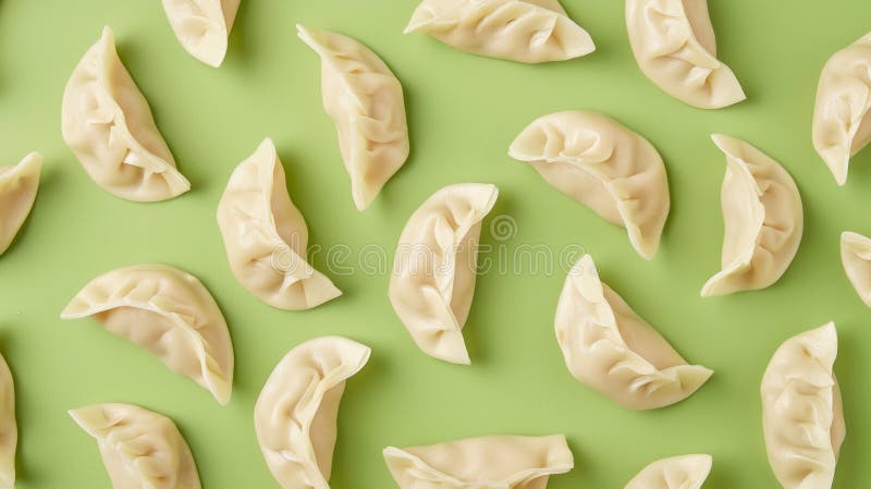 Top View of Multiple Dumplings Arranged in an Orderly Pattern on a ...