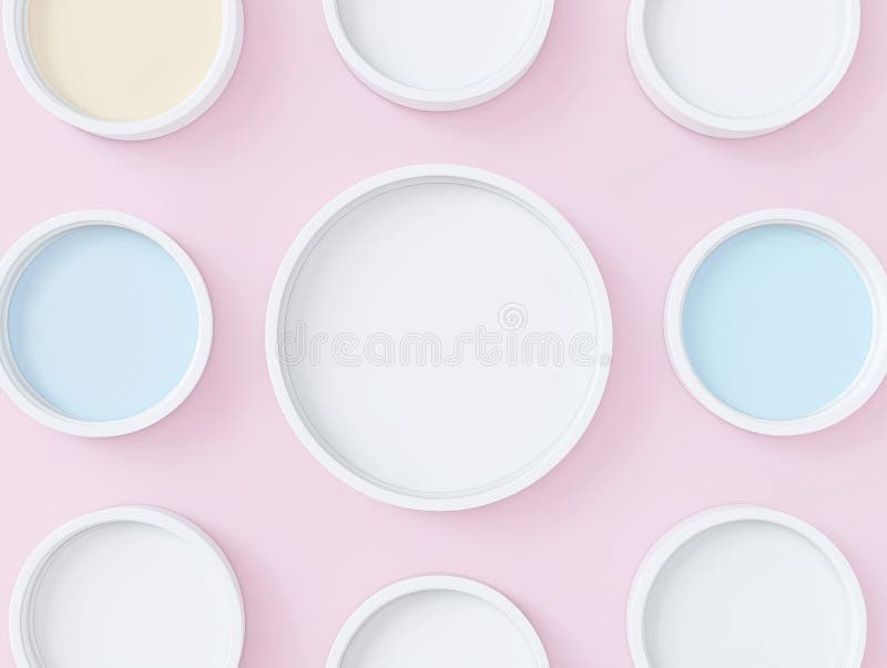 Top View of Multiple White Cylinder Frames on Pastel Pink Background ...
