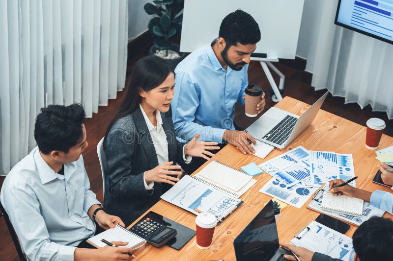 Multiracial Analyst Team Use BI Dashboard for Data Analysis with Laptop ...