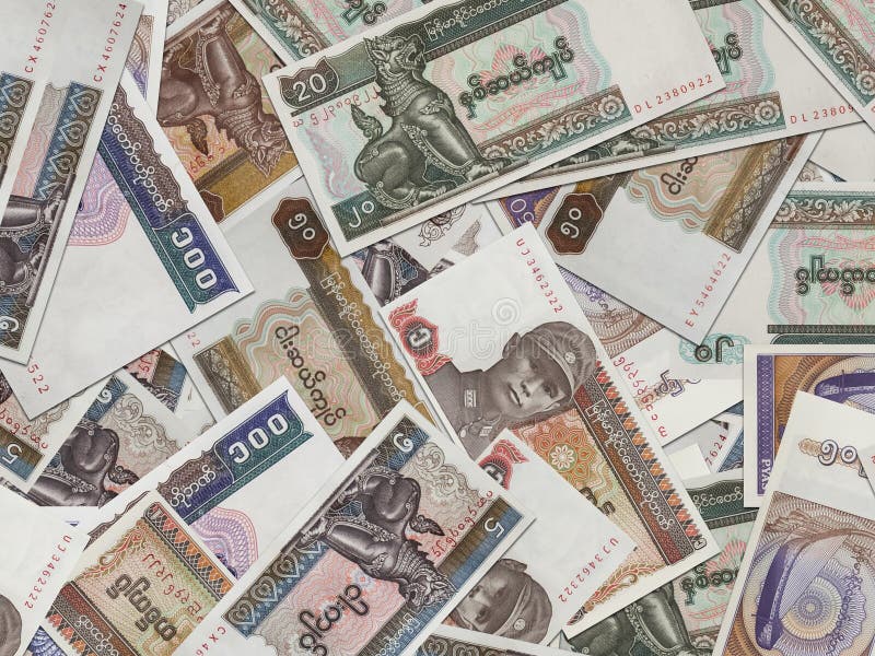 Top View of Myanmar Kyat Banknotes Stock Photo - Image of save, finance ...