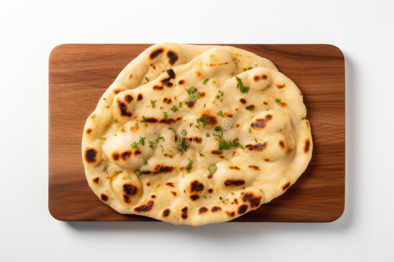 Top View, Naan Bread on a Wooden Boardon White Background Stock ...