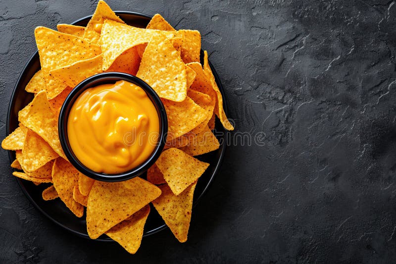 Top View of Nachos with Cheese Sauce. Generative AI Stock Illustration ...