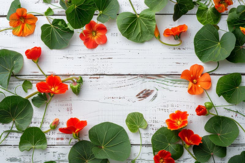 The Top View of Nasturtium and Monks Cress Plants Prepared for Cooking ...