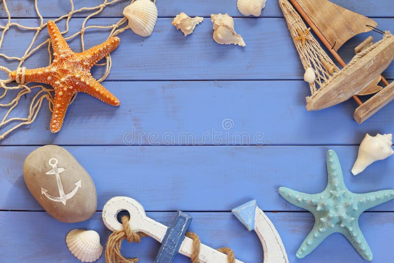 Top View Nautical Concept with Nautical Life Style Objects Stock Photo ...