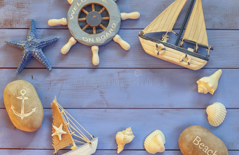 Top View Nautical Concept with Nautical Life Style Objects Stock Photo ...