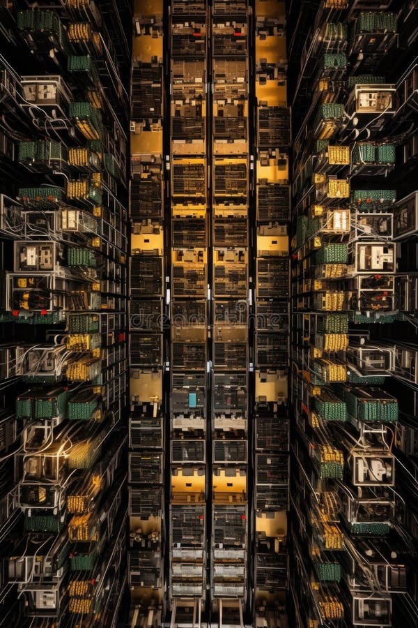 Top View of Neatly Organized Server Racks in a Data Center Stock ...