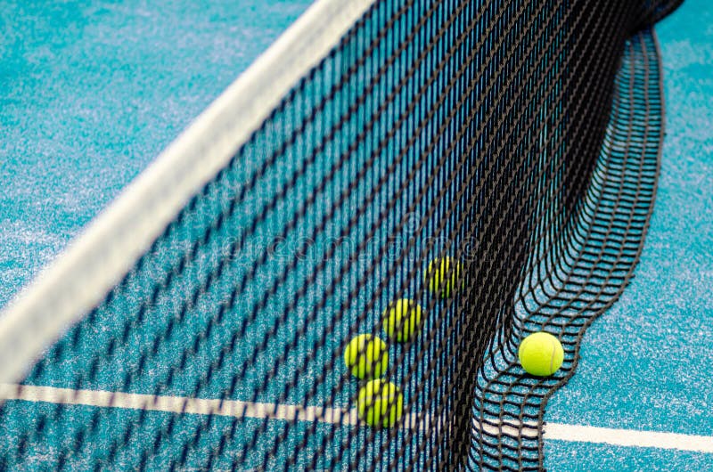 Top View of the Net of a Paddle Tennis Court and Five Balls Stock Image ...