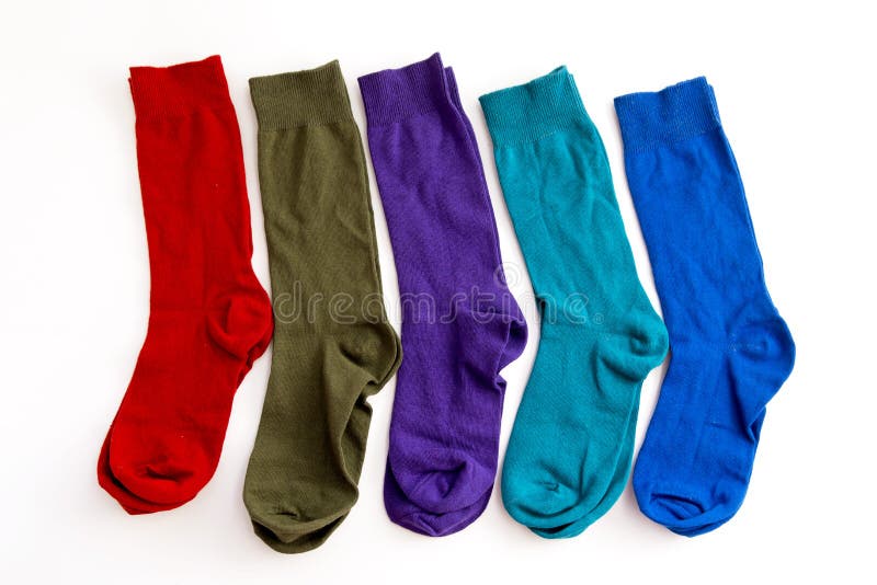 Top View of New Colorful Socks Isolate on White Background. Stock Photo ...