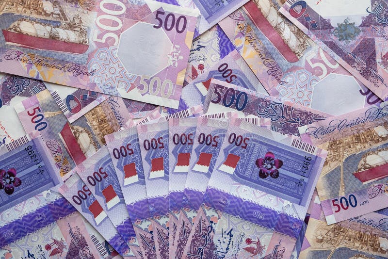 Top View of New 100 and 500 Qatari Riyal Banknotes Stock Image - Image ...