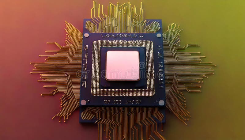 Top view New Quantum Chip stock illustration. Illustration of quantum ...