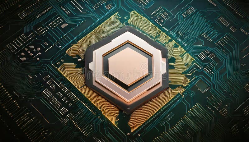 Top view New Quantum Chip stock illustration. Illustration of text ...