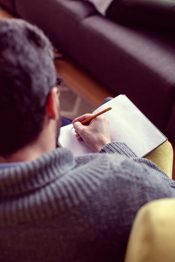 Top View of a Nice Handsome Man Taking Notes Stock Photo - Image of ...