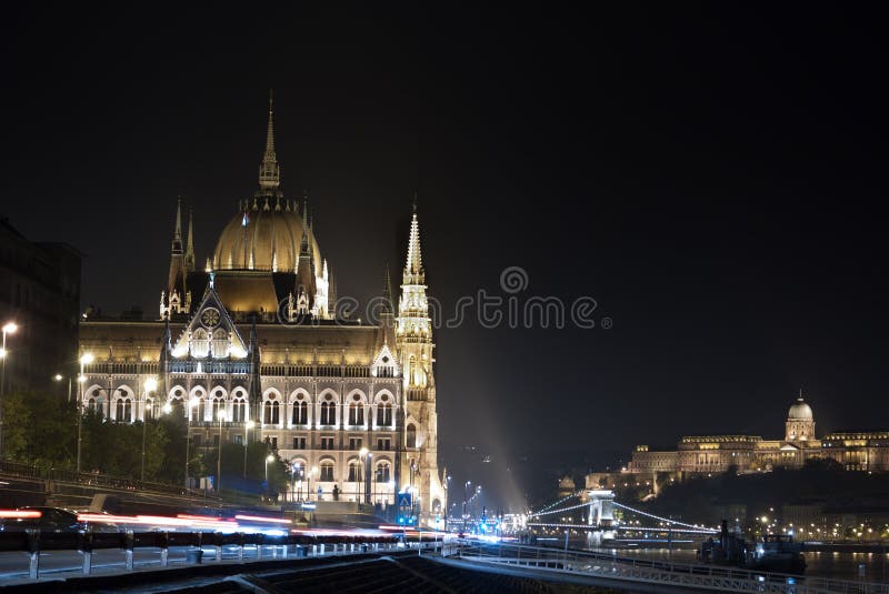 Top View of the Night Budapest Stock Photo - Image of cloud, building ...