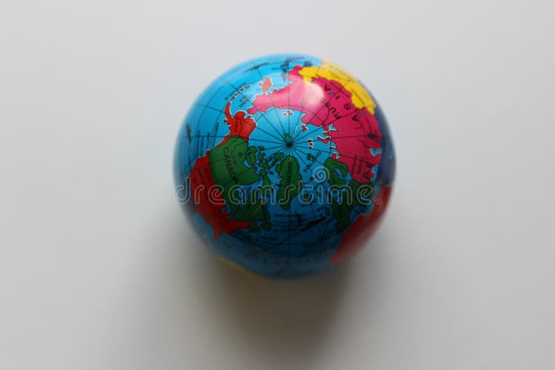 Top View of the North Pole on a Miniature Earth Globe on White Surface ...