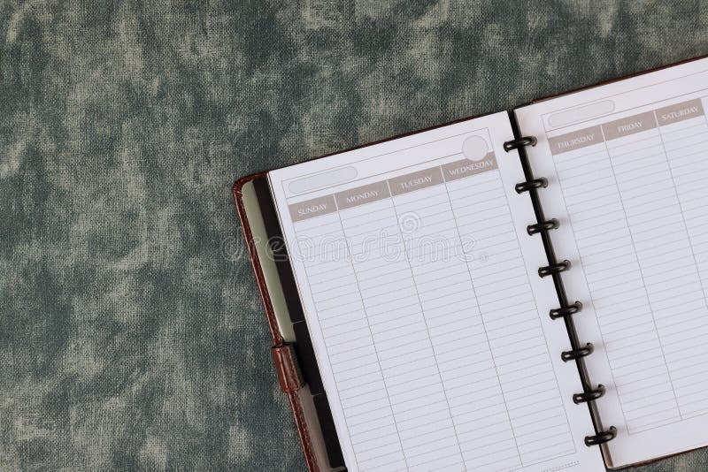 Top View with Notebook Blank Page is in the Middle of Office Desk Stock ...