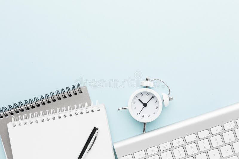 Top View Notebook Clock Arrangement. High Quality Photo Stock Photo ...