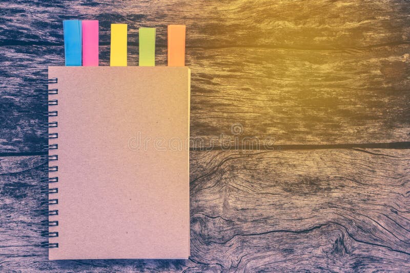 Top View Notebook with Color Note Tab. Notebook with Colors Note Stock ...