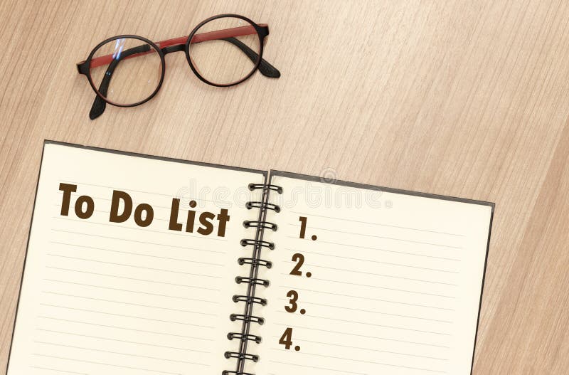 Top View Notebook Write Message To Do List and Number List with Glasses ...