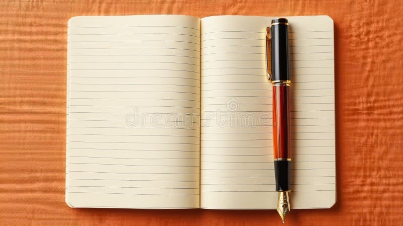 Top View of Notepad with Pen on Notepad Lying on Light Orange ...