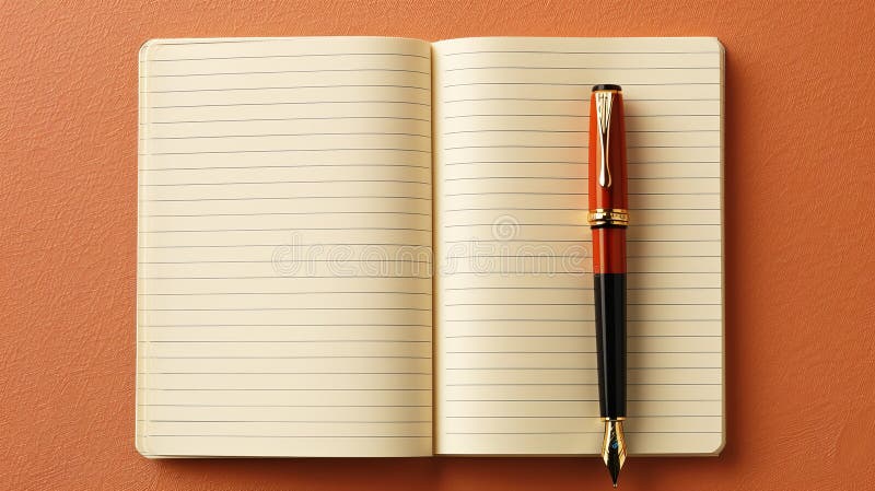 Top View of Notepad with Pen on Notepad Lying on Light Orange ...