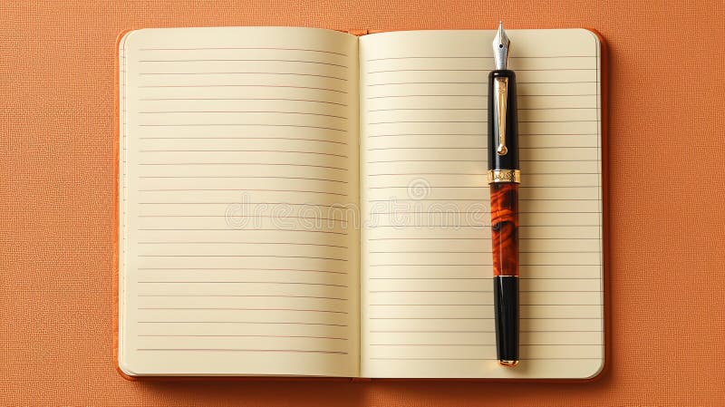 Top View of Notepad with Pen on Notepad Lying on Light Orange ...