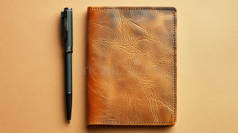 Top View of Notepad with Pen on Notepad Lying on Light Orange ...