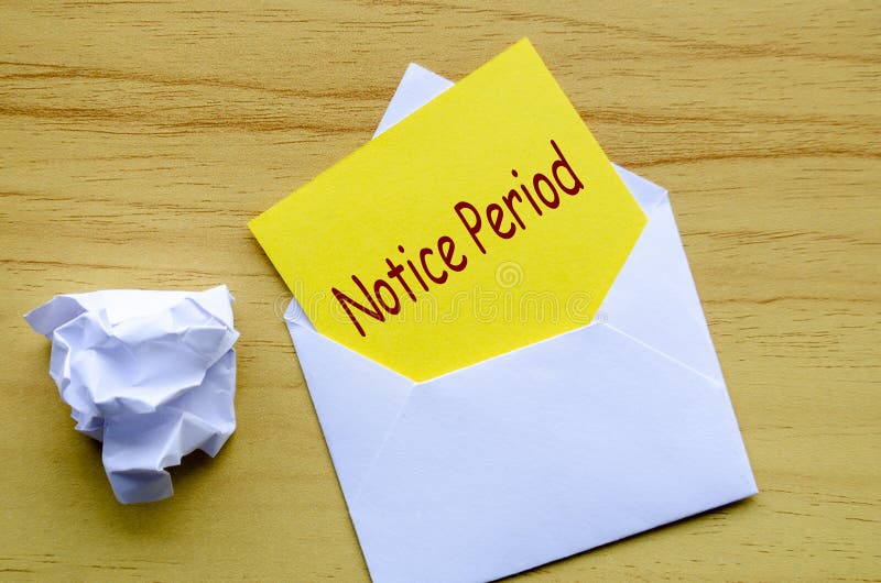Top View of Notice Period Text on Yellow Paper in an Envelope ...