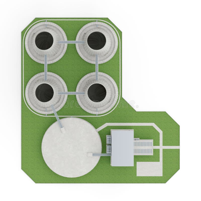 Top View of a Nuclear Power Plant Power Station Isolated on a White ...