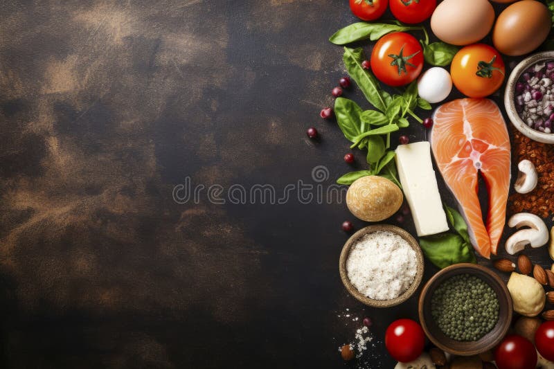 Top View Nutritious Food Array Stock Illustration - Illustration of ...
