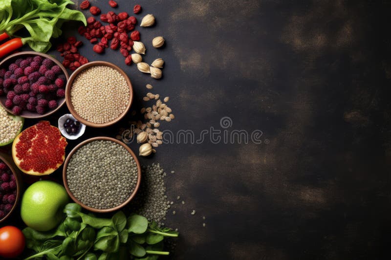 Top View Nutritious Food Array Stock Illustration - Illustration of ...