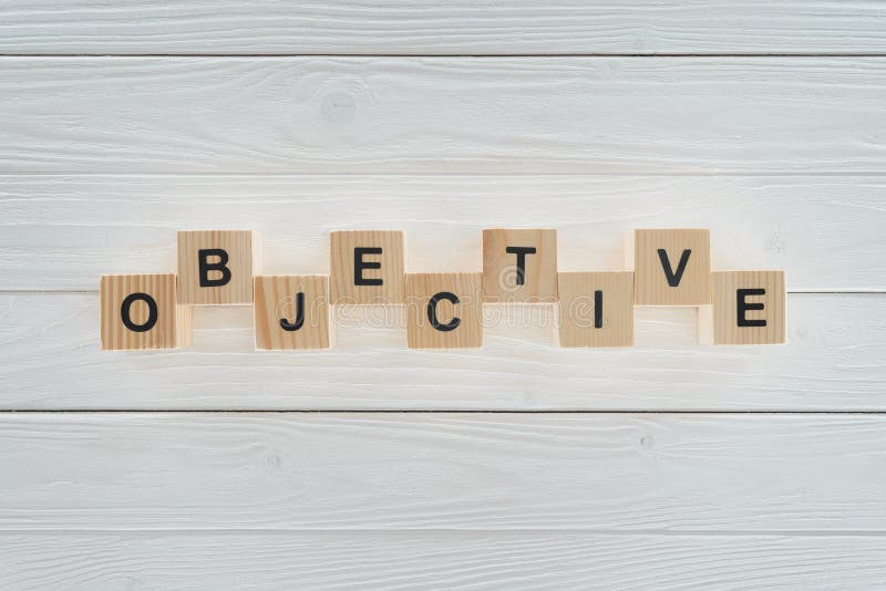 Top View of Objective Word Made of Blocks on White Stock Image - Image ...