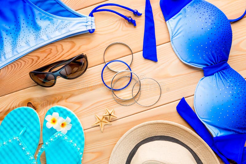 Top View of the Objects for a Trip To the Beach Stock Image - Image of ...