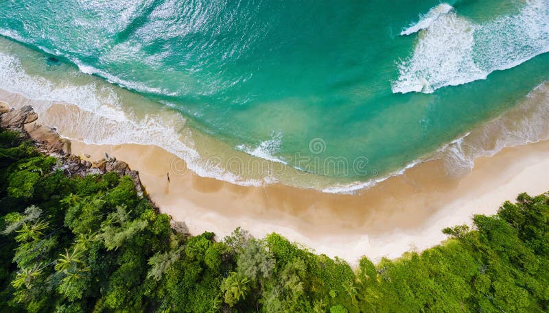 Top View of Ocean Meeting Beach at Tropical Island Stock Illustration ...