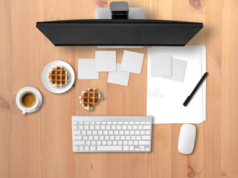 Top View of Office Desk with Document Papers. Stock Image - Image of ...