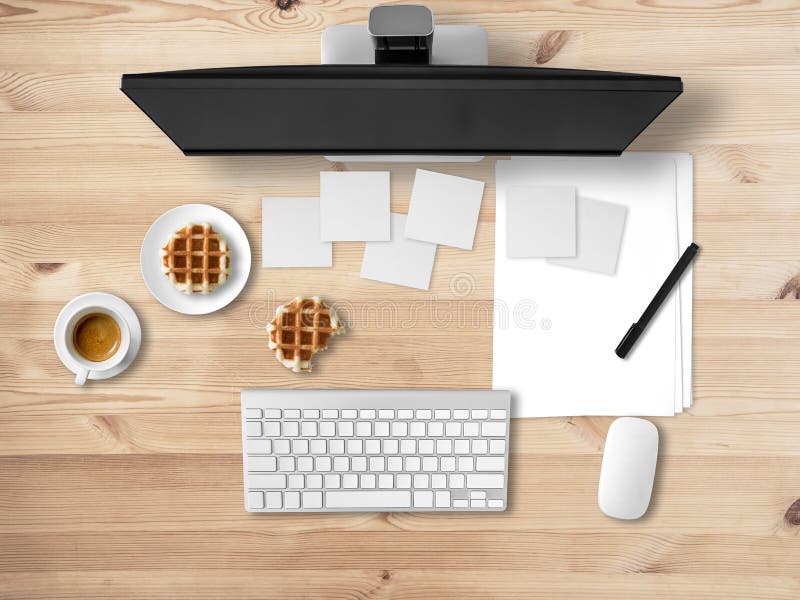 Top View of Office Desk with Document Papers. Stock Image - Image of ...