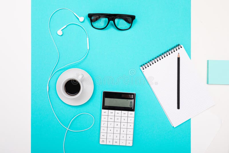 Top View of an Office Desk with Stationery for an Office Worker Stock ...